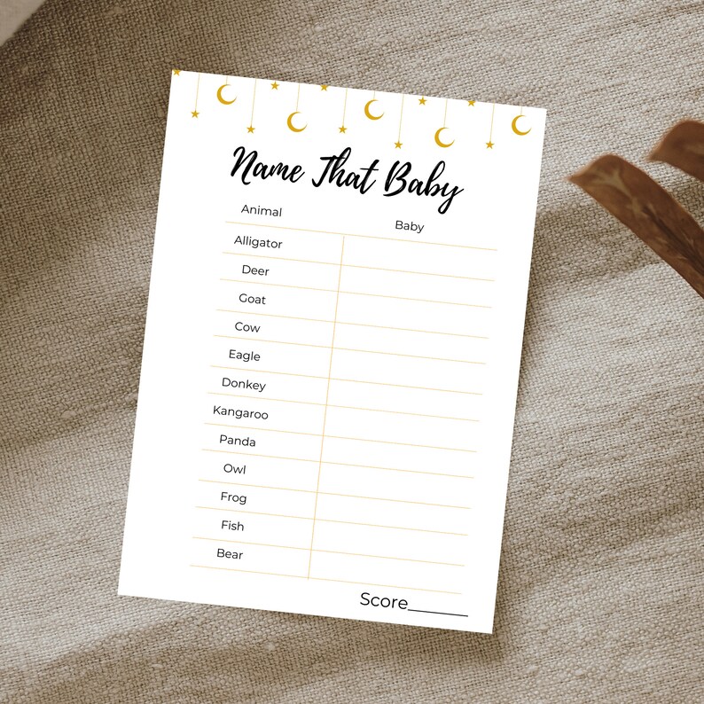 Baby Shower Games Four Games Instant Digital Download Star Moon Under ...