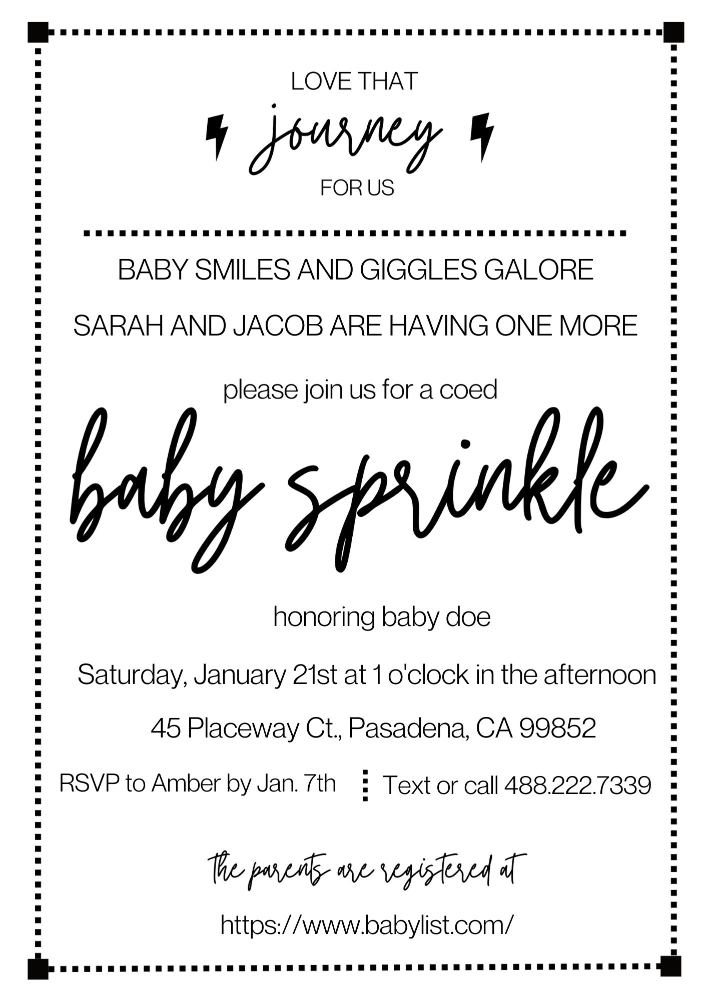 Baby Sprinkle Invitation, Love That Journey for Us, Shower, David ...