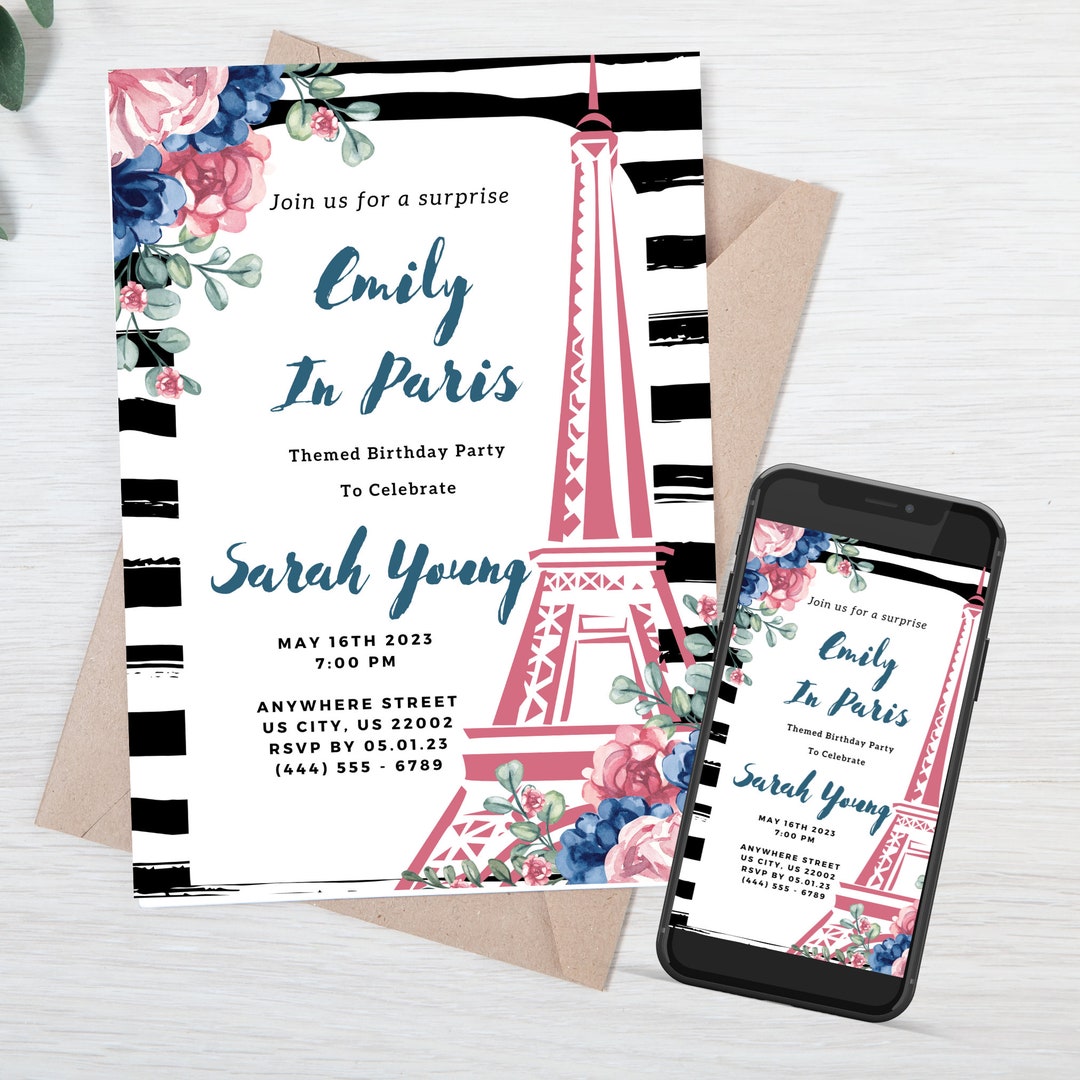Emily in Paris Theme Inspired Birthday Party Instant Download Editable ...