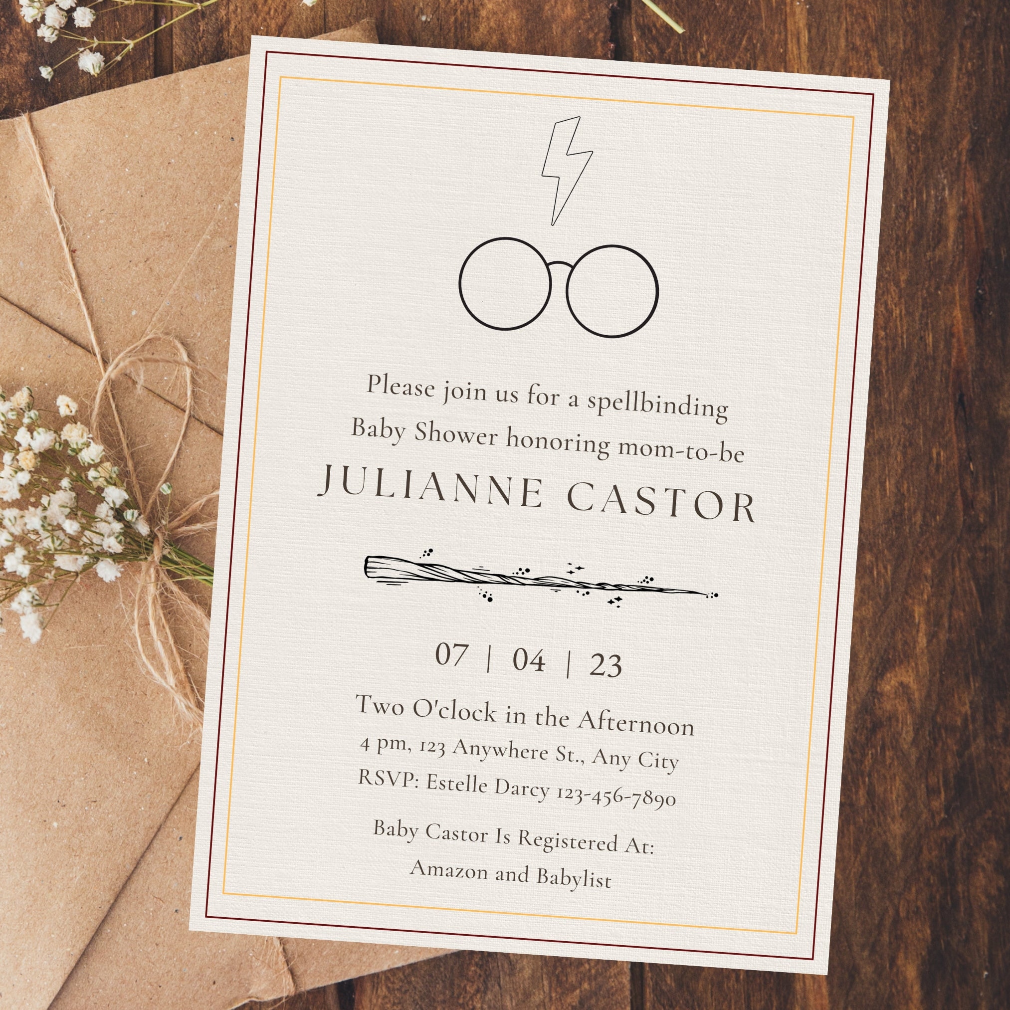 Harry Potter Inspired Baby Shower Invite Magical Invite Spellbinding ...