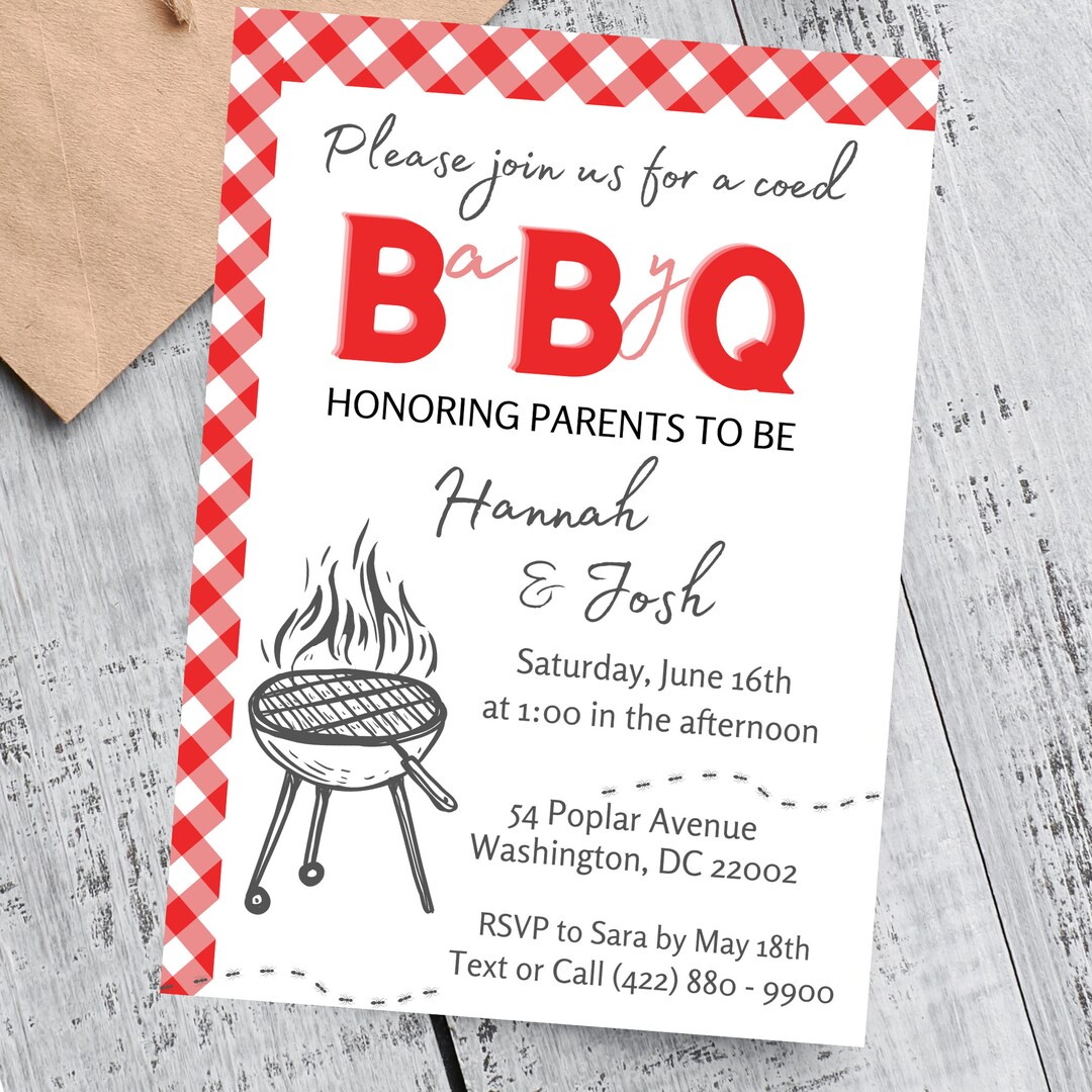 BBQ Babyq Cookout Coed Baby Shower Invite Invitation Digital Download ...