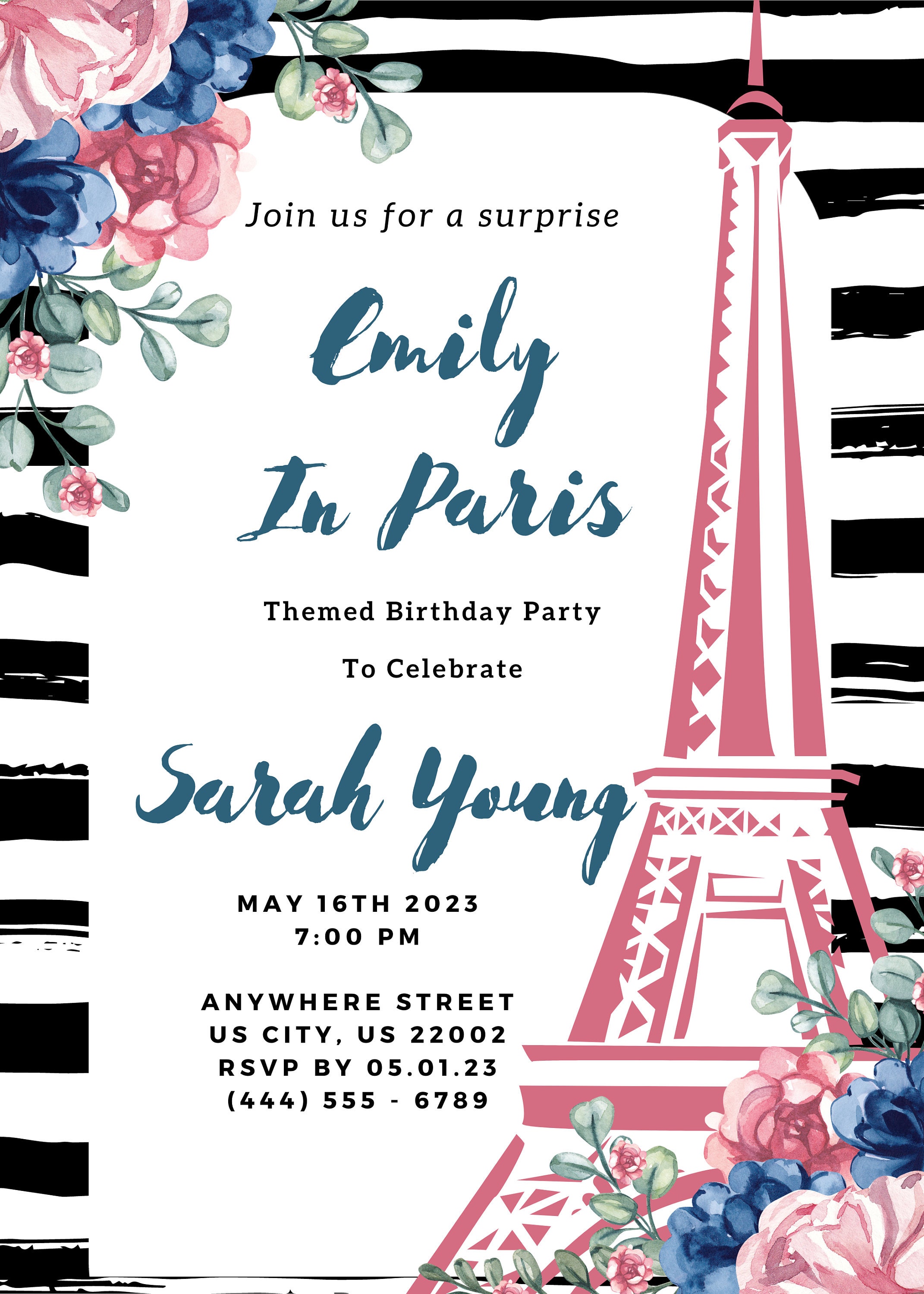 Emily in Paris Theme Inspired Birthday Party Instant Download Editable ...