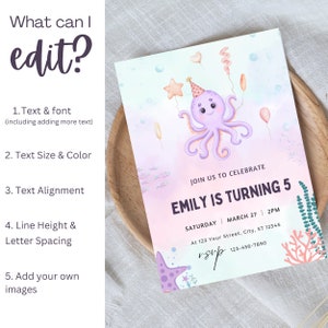 Octopus Birthday Invitation Under the Sea Birthday - Etsy