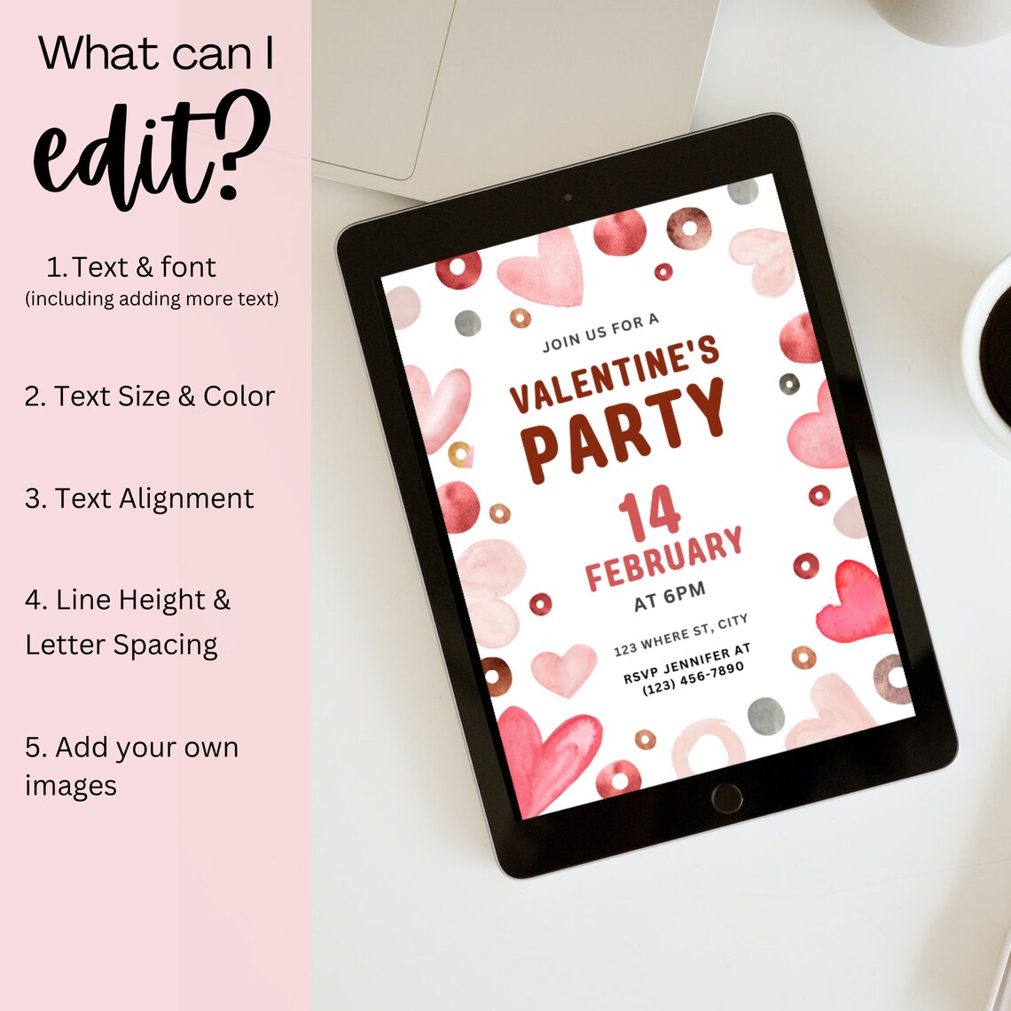 Editable Valentine's Day Party Invitation, Friends Valentine's Party ...