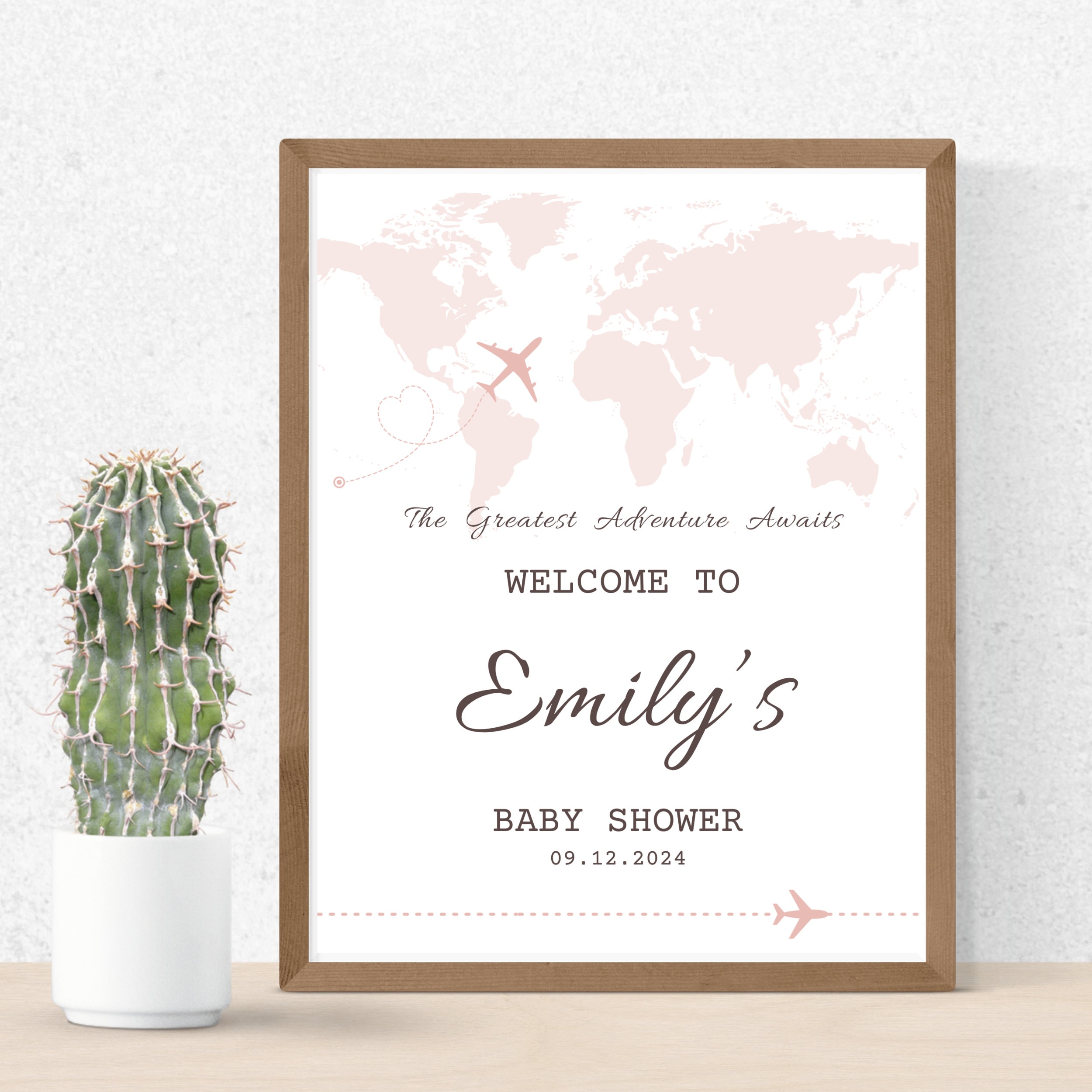 Airplane Ticket Baby Shower Welcome Sign Pink, Baby Shower Boarding ...