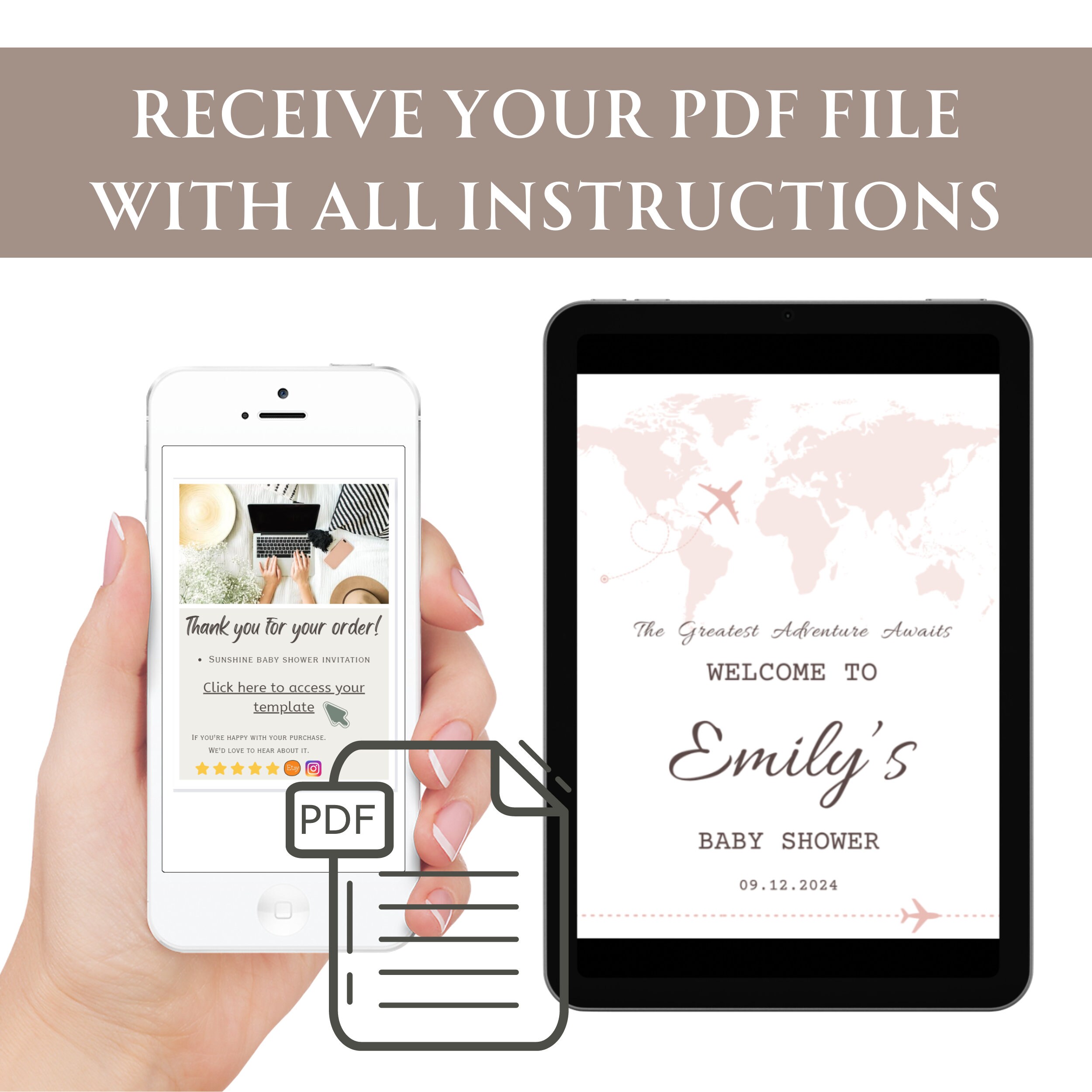 Airplane Ticket Baby Shower Welcome Sign Pink, Baby Shower Boarding ...