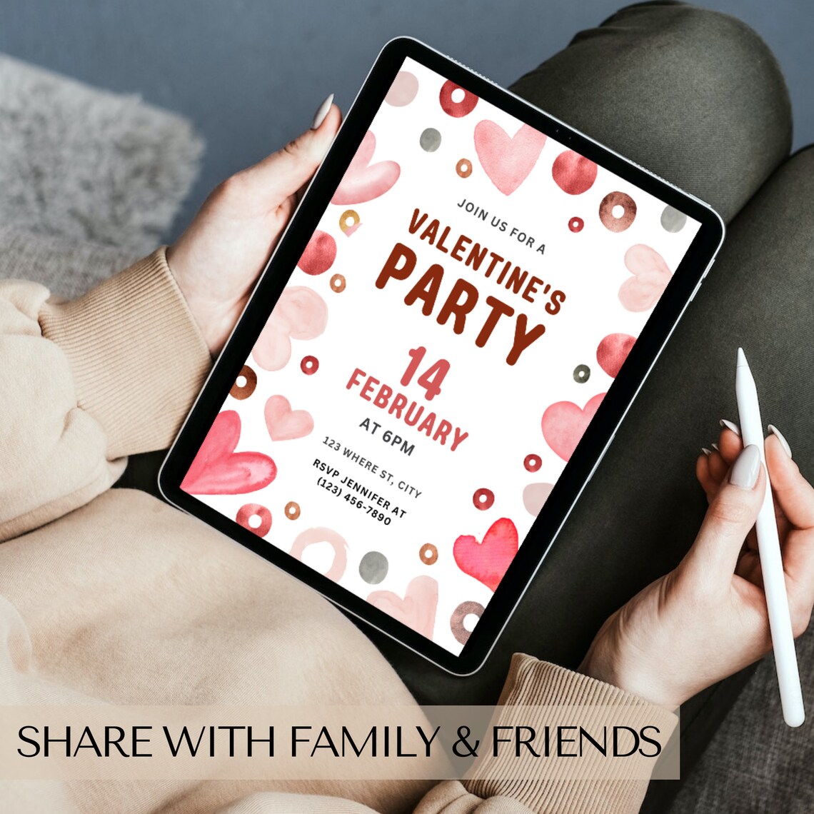 Editable Valentine's Day Party Invitation, Friends Valentine's Party ...