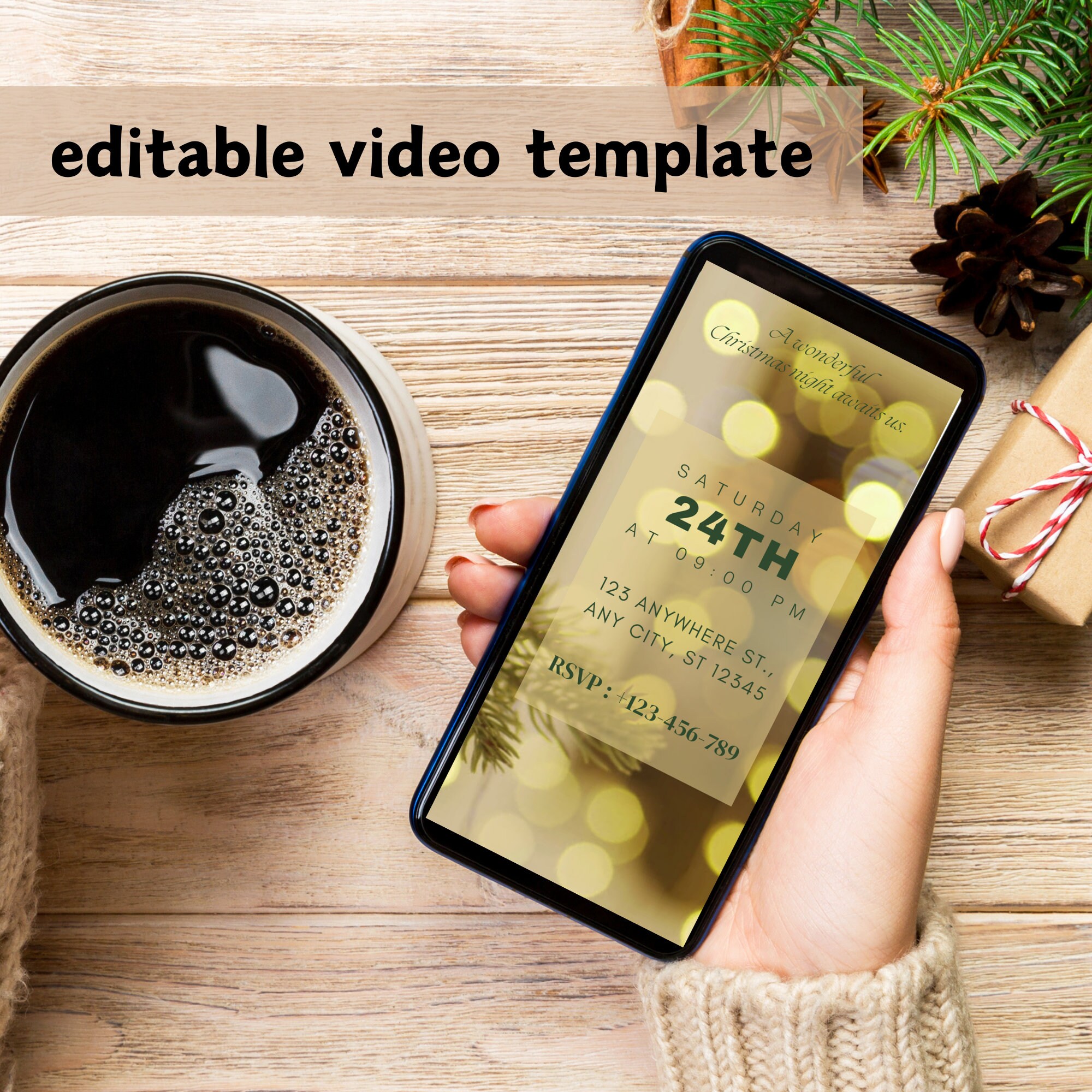 Christmas Video Invitation, Christmas Dinner Invitation, Christmas ...