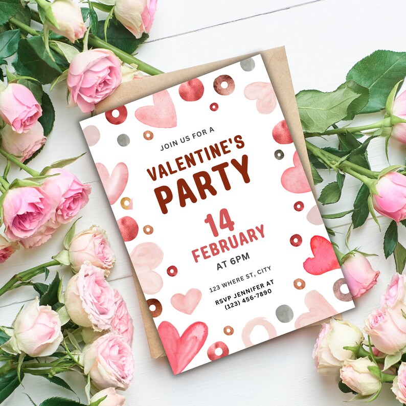 Editable Valentines Day Party Invitation Friends Valentines Party