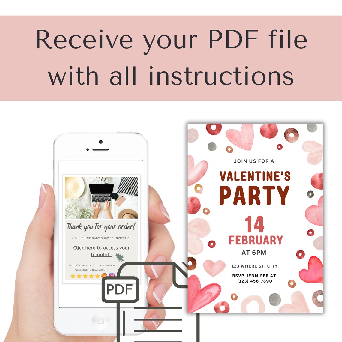 Editable Valentine's Day Party Invitation, Friends Valentine's Party ...