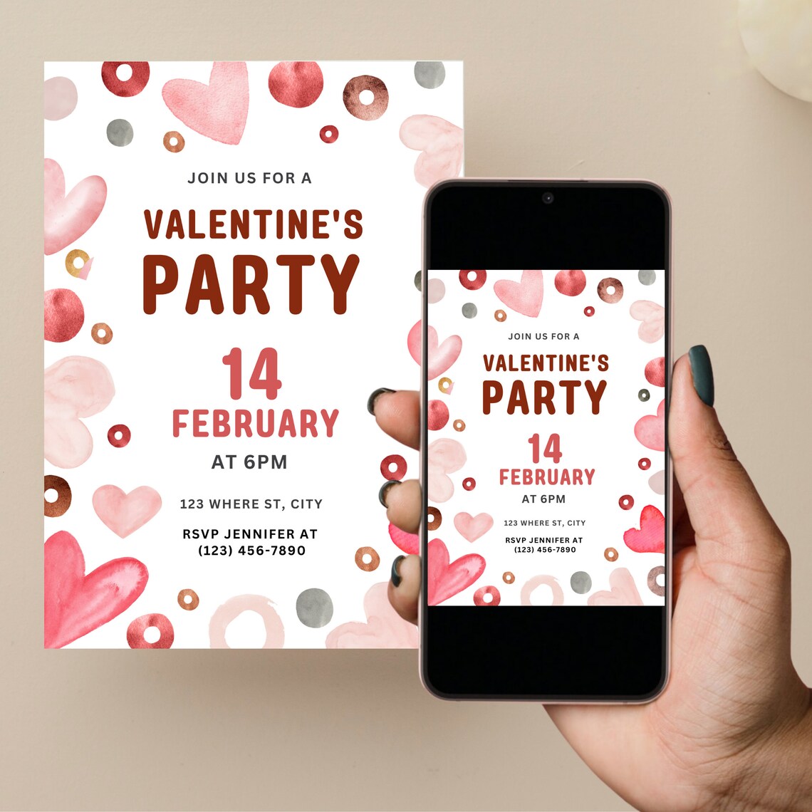 Editable Valentine's Day Party Invitation, Friends Valentine's Party ...
