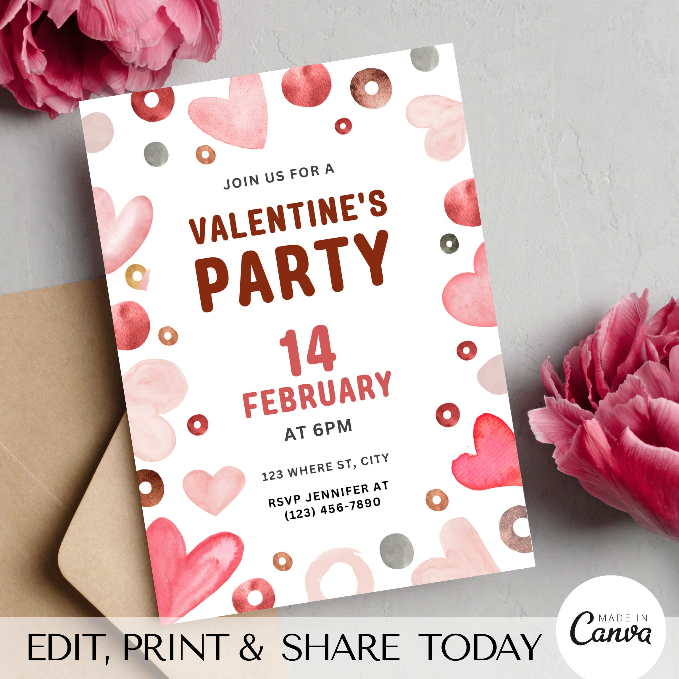 Editable Valentine's Day Party Invitation, Friends Valentine's Party ...