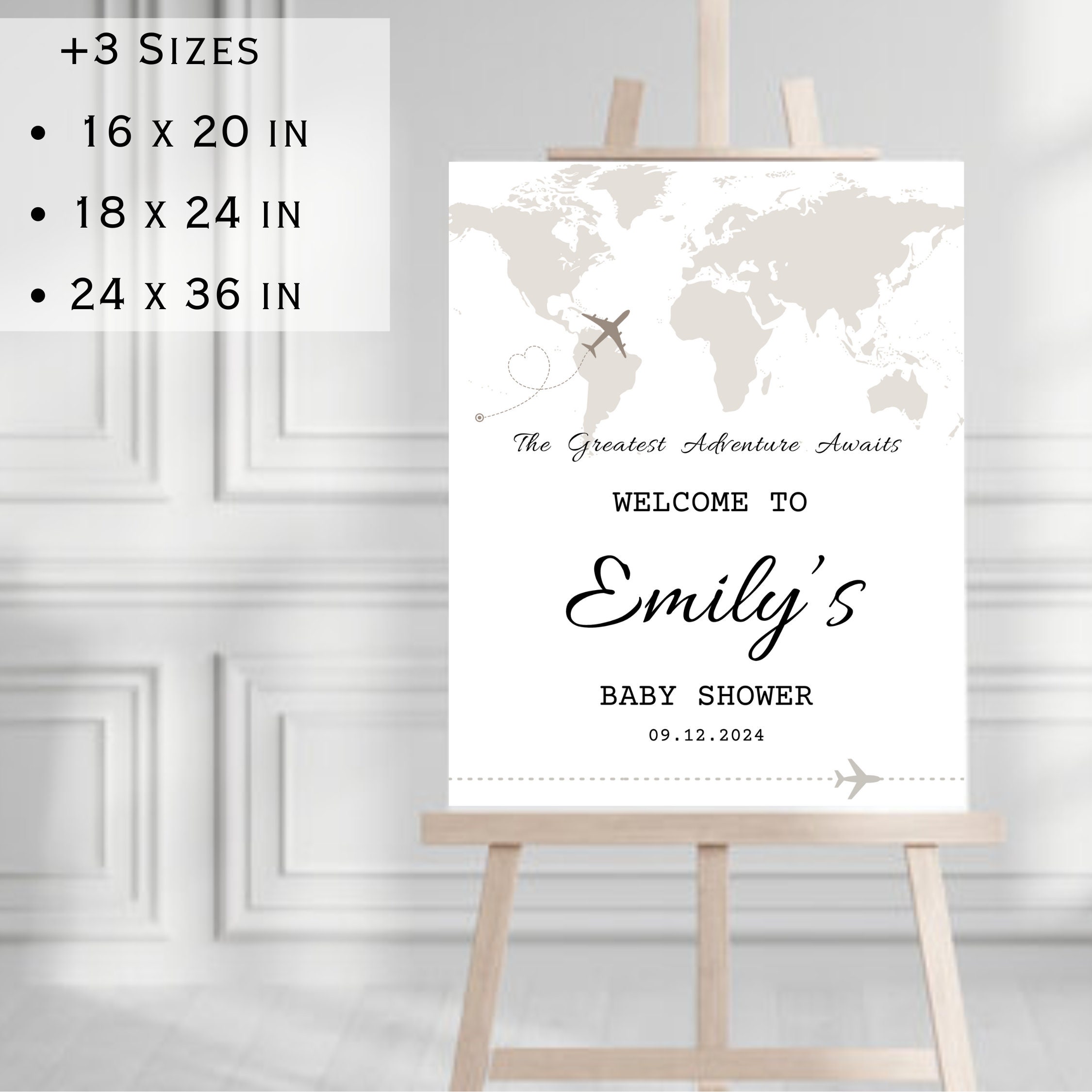 Airplane Ticket Baby Shower Welcome Sign Neutral, Baby Shower Boarding ...