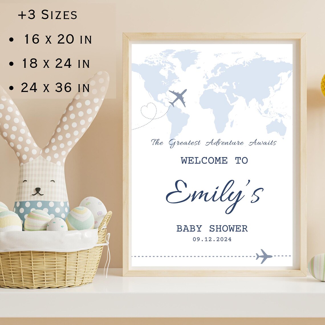Airplane Ticket Baby Shower Welcome Sign Blue, Baby Shower Boarding ...