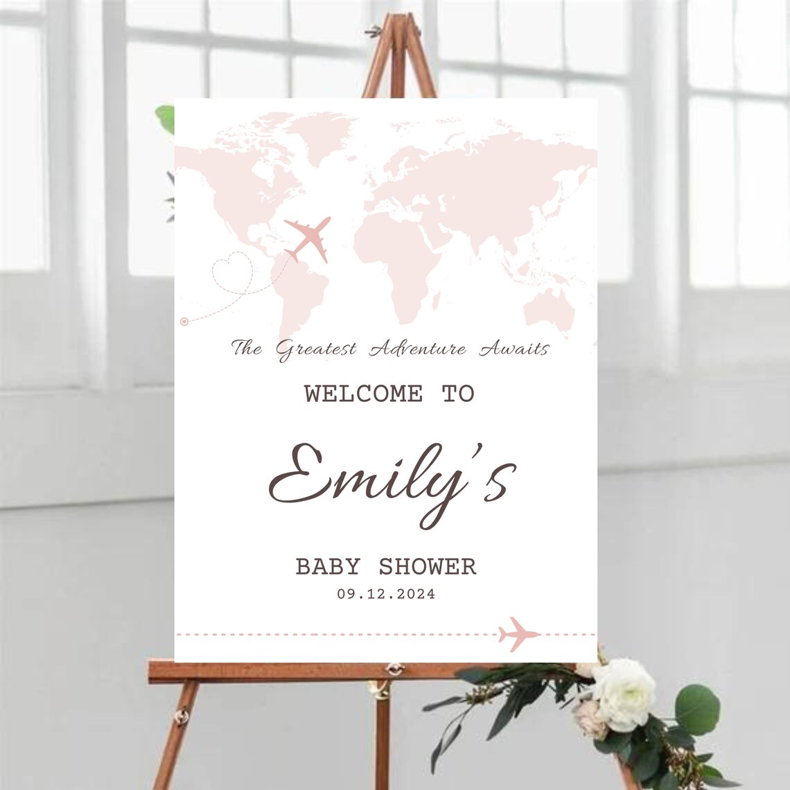 Airplane Ticket Baby Shower Welcome Sign Pink, Baby Shower Boarding ...