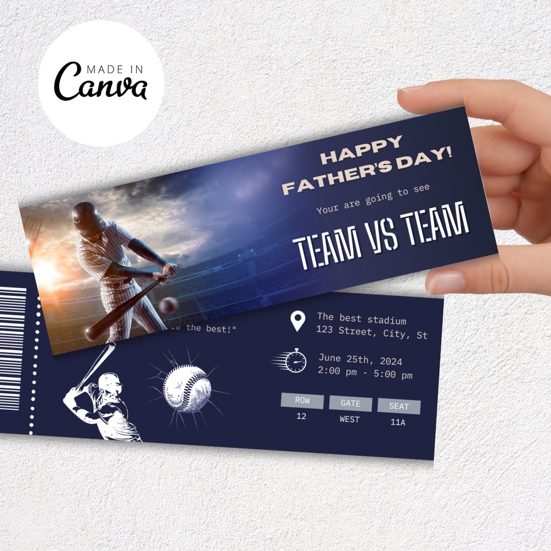 Father's Day Softball Game Ticket, Last Minute Father's Day Gift ...