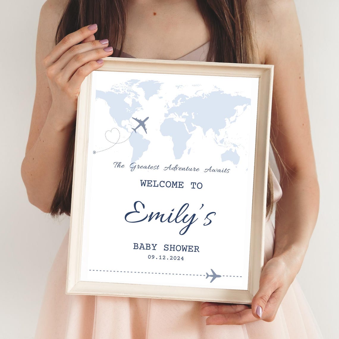 Airplane Ticket Baby Shower Welcome Sign Blue, Baby Shower Boarding ...
