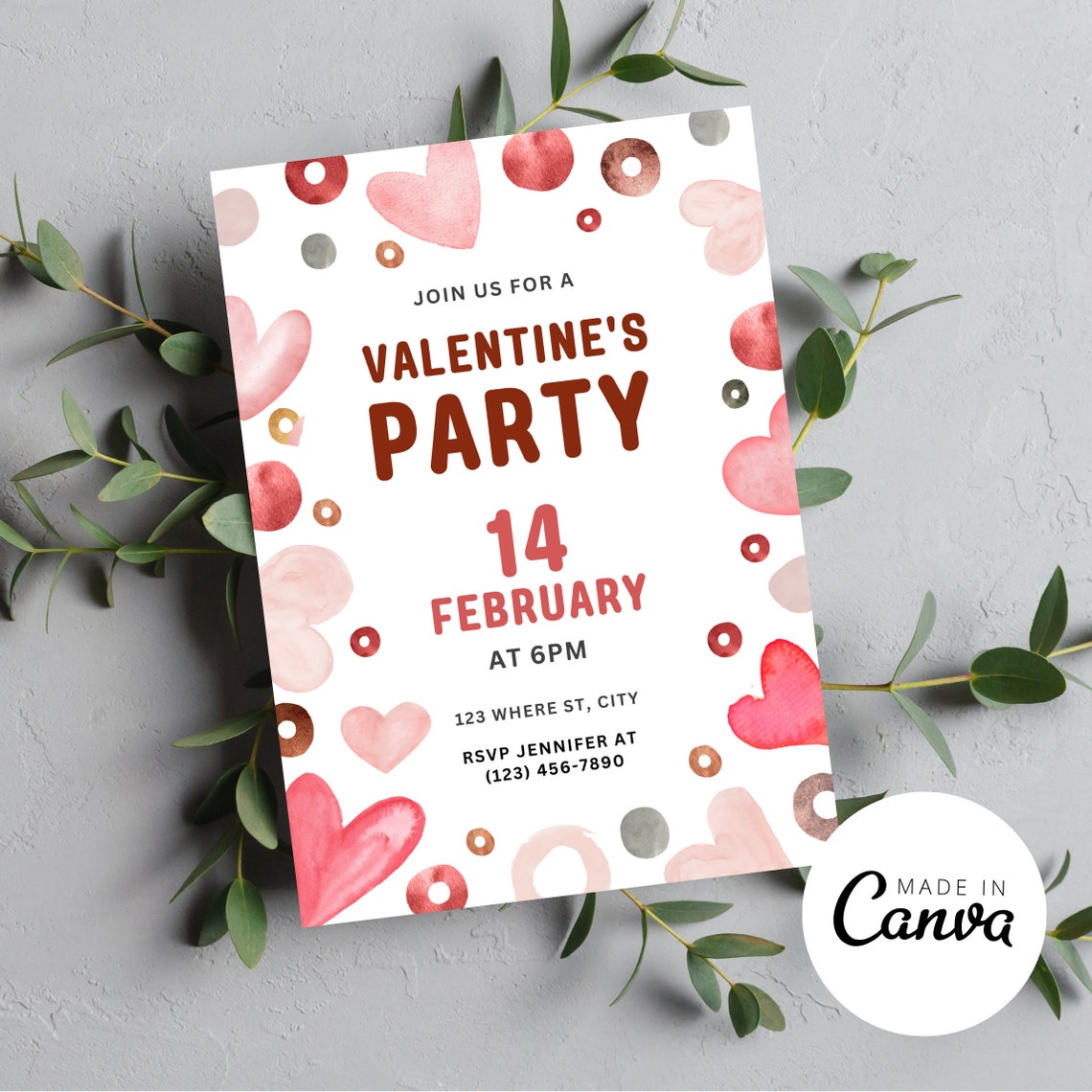 Editable Valentine's Day Party Invitation, Friends Valentine's Party ...