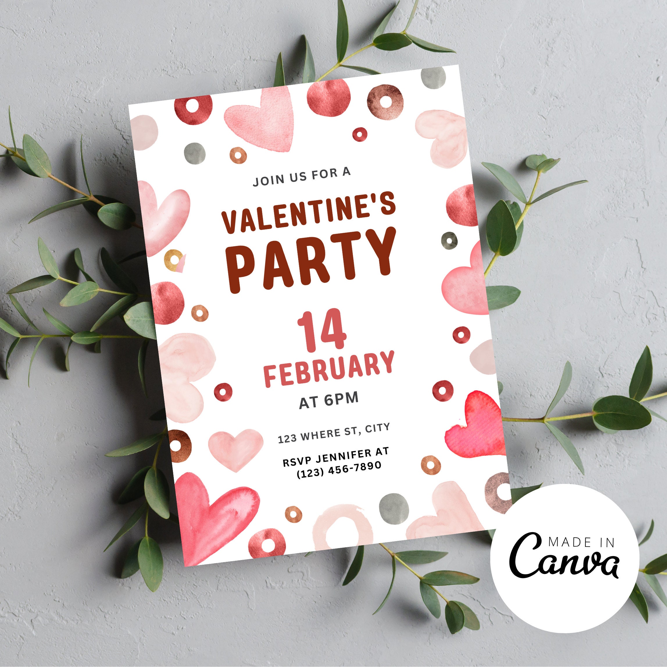 Editable Valentine's Day Party Invitation, Friends Valentine's Party ...