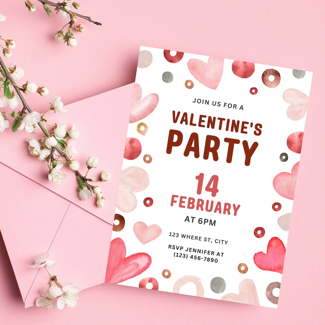 Editable Valentine's Day Party Invitation, Friends Valentine's Party ...