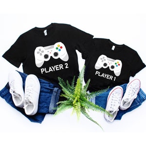 Couple Family Matching Gaming Shirts Player 1 Player 2 Matching Tee ...