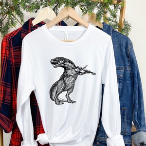 Dinosaur Playing Violin Shirt, Violin Tshirt, Dinosaur Violin Tshirt ...