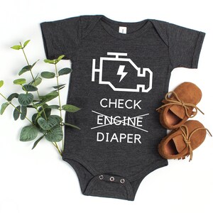 Check Engine Baby Bodysuits® Funny Poopy Diaper Baby Clothes Cute ...