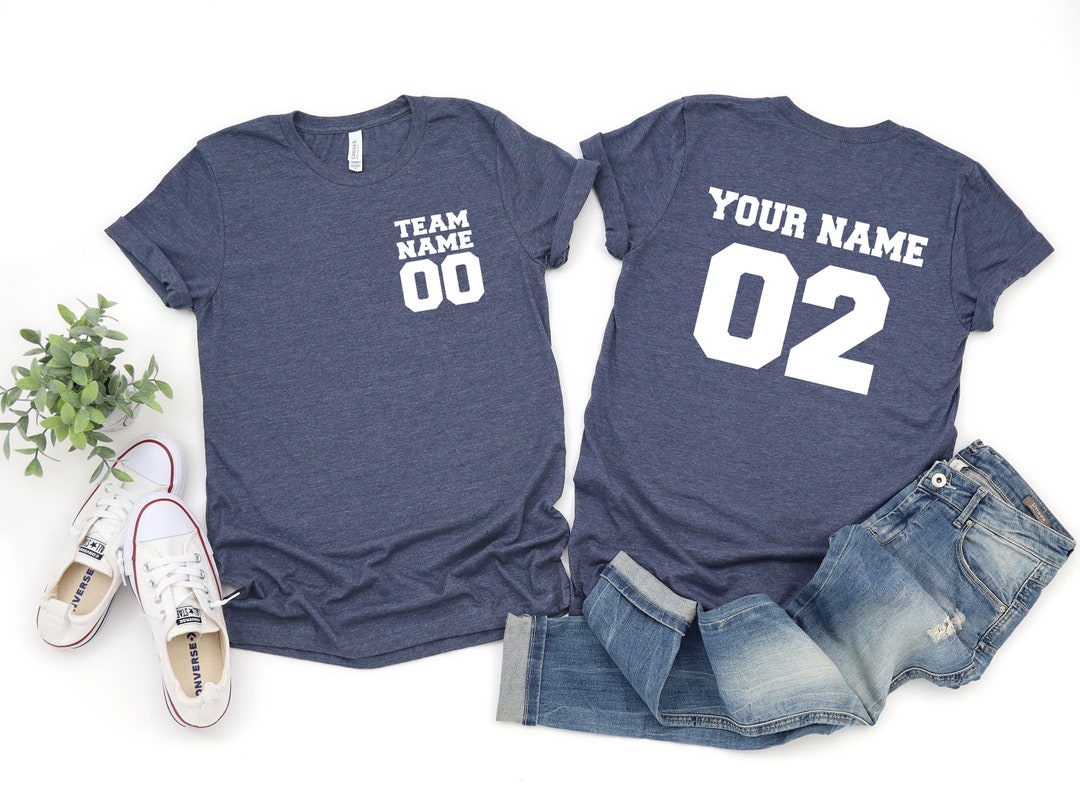 Custom Team Sport Name Number Front and Back Shirt, Personalized Sports ...