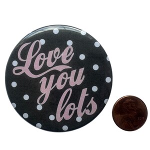 Polka Dot Pinback Button: Love You Lots Coquette Badge - Etsy