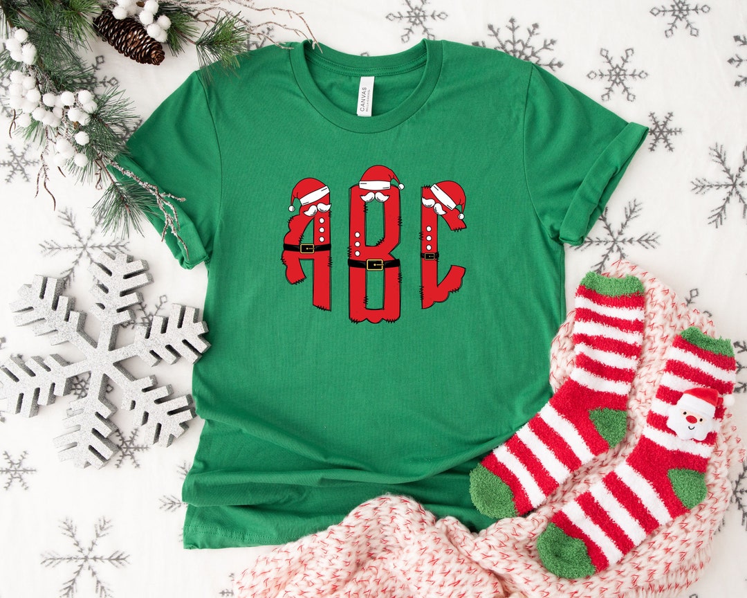Custom Christmas Santa Monogram Shirt Custom Christmas - Etsy