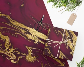 Burgundy and Gold Wrapping Paper - Etsy