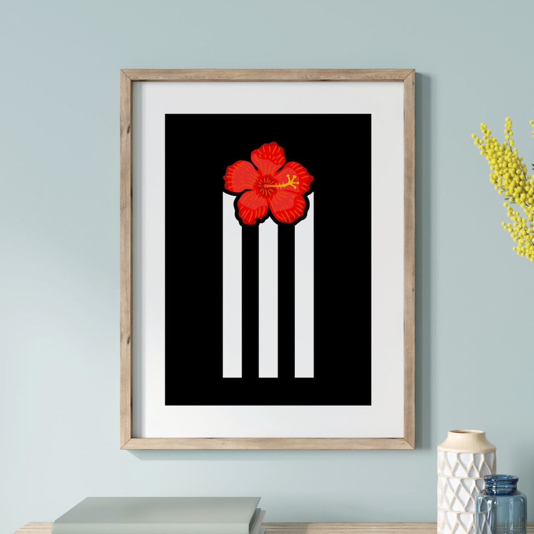 Puerto Rico Wall Art, Maga Flower Flag, Puerto Rican Art, Poster Prints ...
