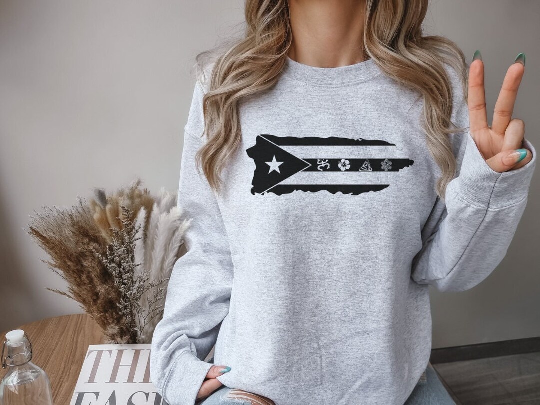 Puerto Rico Map Flag Taino Sweatshirt, PR Boricua Sweatshirt Souvenir ...