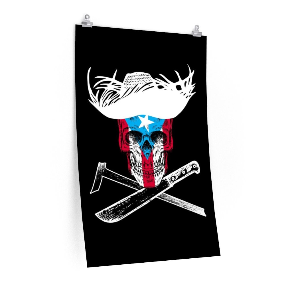 Puerto Rico Flag Wall Art, Jibaro Boricua Skull, Puerto Rican Art ...