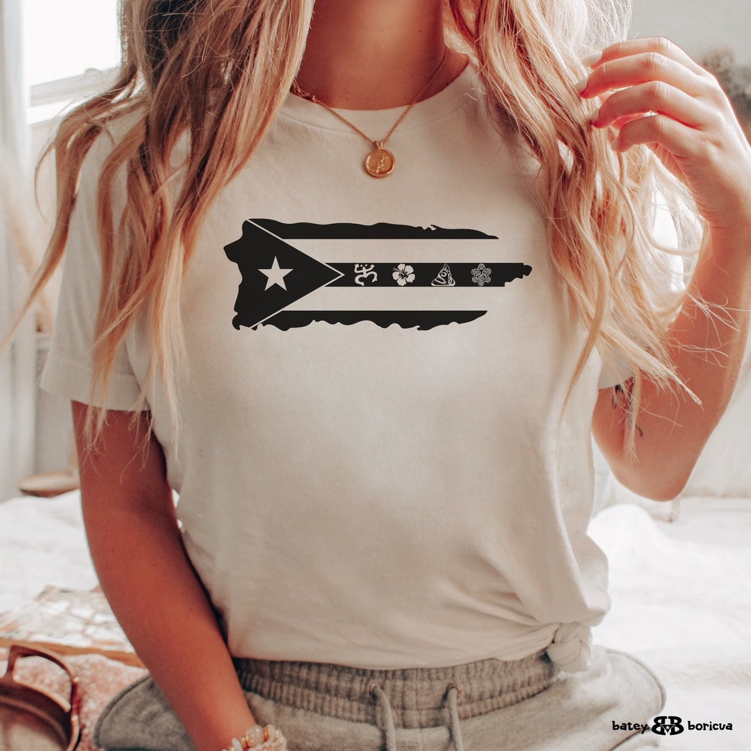 Puerto Rico Shirt, Taino Cemi Flor De Maga Sol Coqui PR Flag Shirt ...