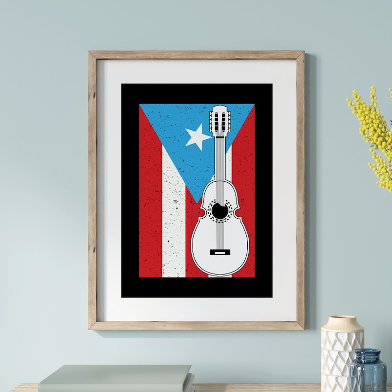 Puerto Rico Flag Wall Art, Cuatro Puertorriqueño, Puerto Rican Art ...