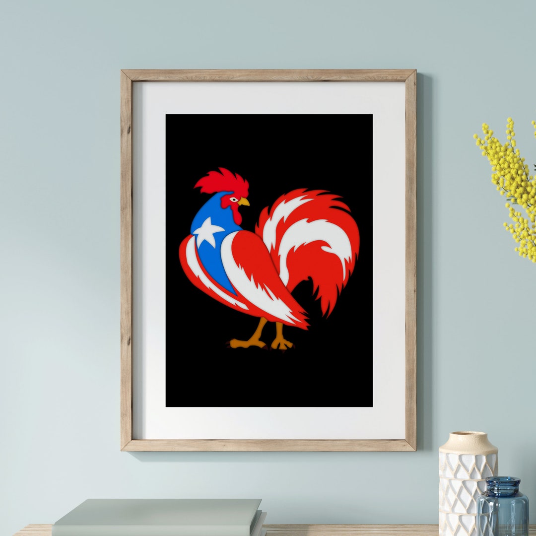 Puerto Rico Wall Art, Gallo Boricua, Puerto Rican Art, Poster Prints ...