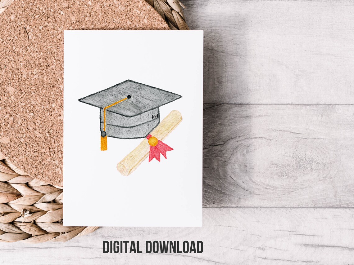 Printable Graduation Card Graduation Card for Him Graduation Cap and ...