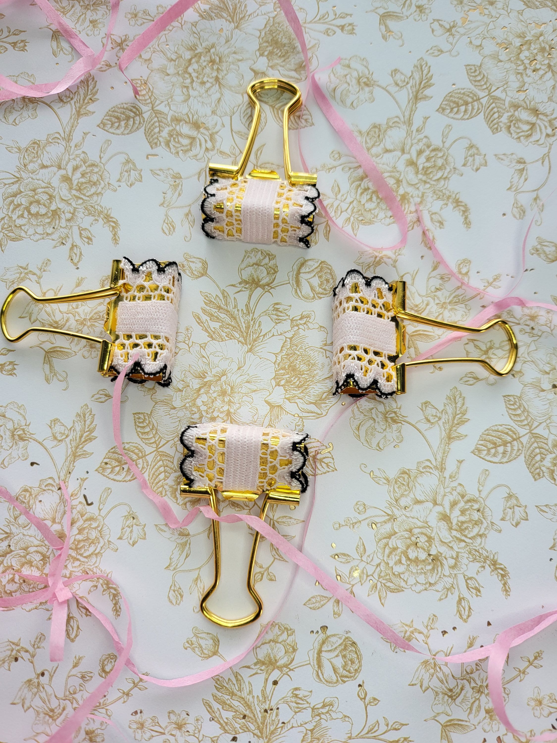 Embellished Binder Clip Gold Metal Office School Binder Clip Set, Paper ...