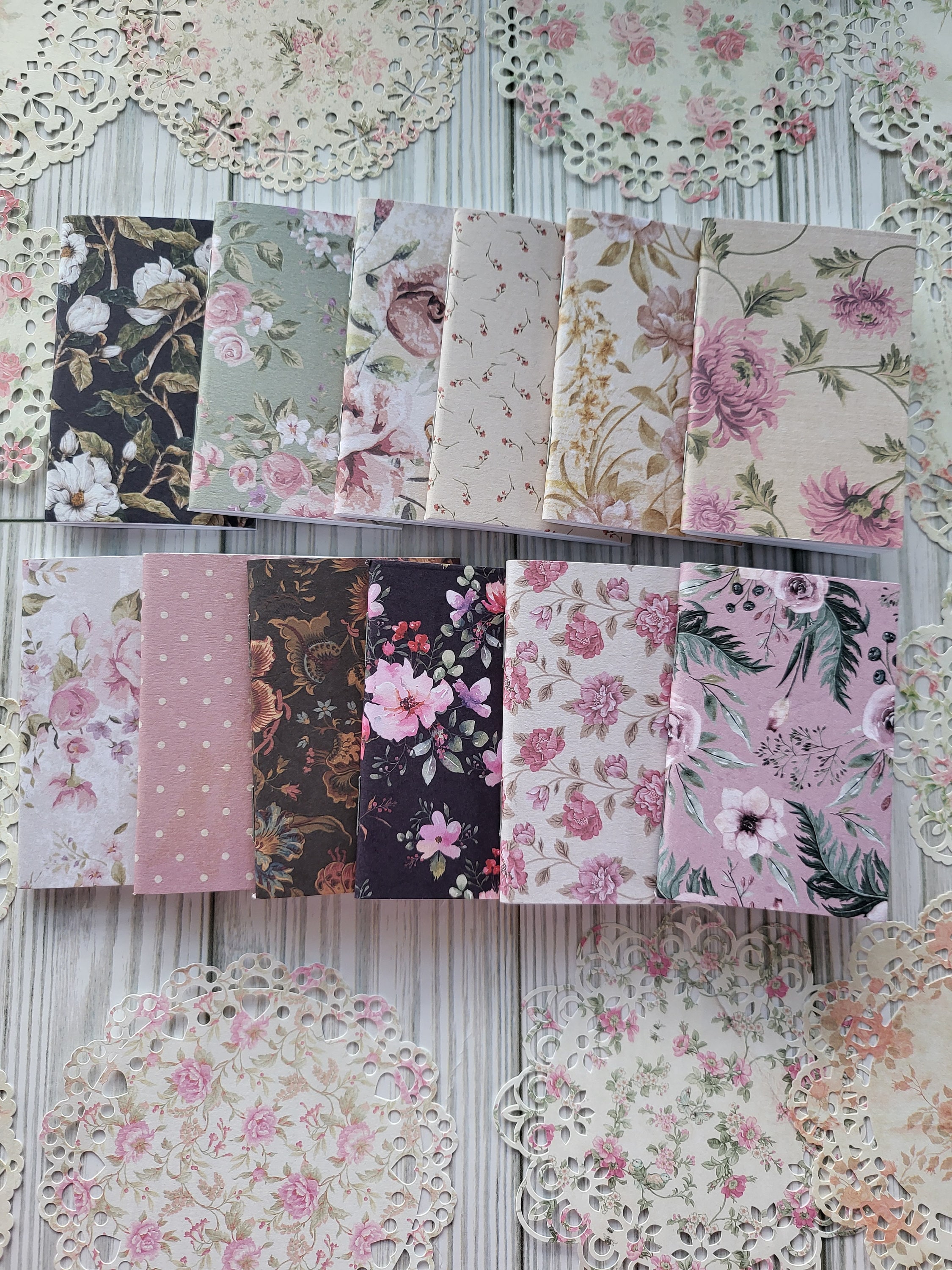 Floral Mini Notebook Set: Tiny Pocket Notepads, Handmade (2x3 In - Etsy