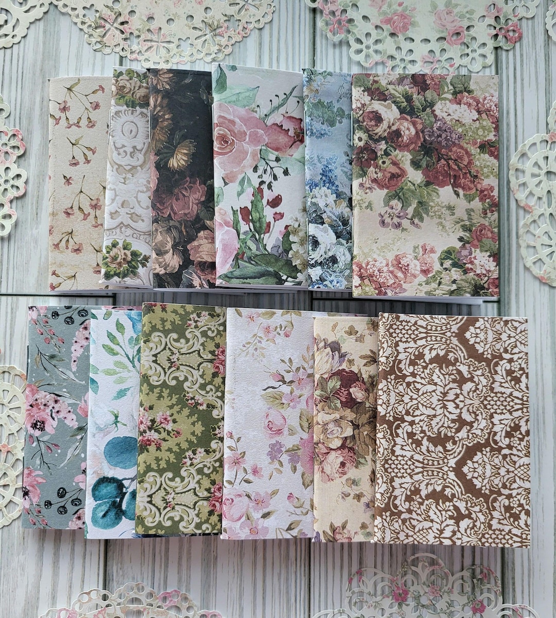 Floral Mini Notebook Set: Tiny Pocket Notepads, Handmade (2x3 In - Etsy