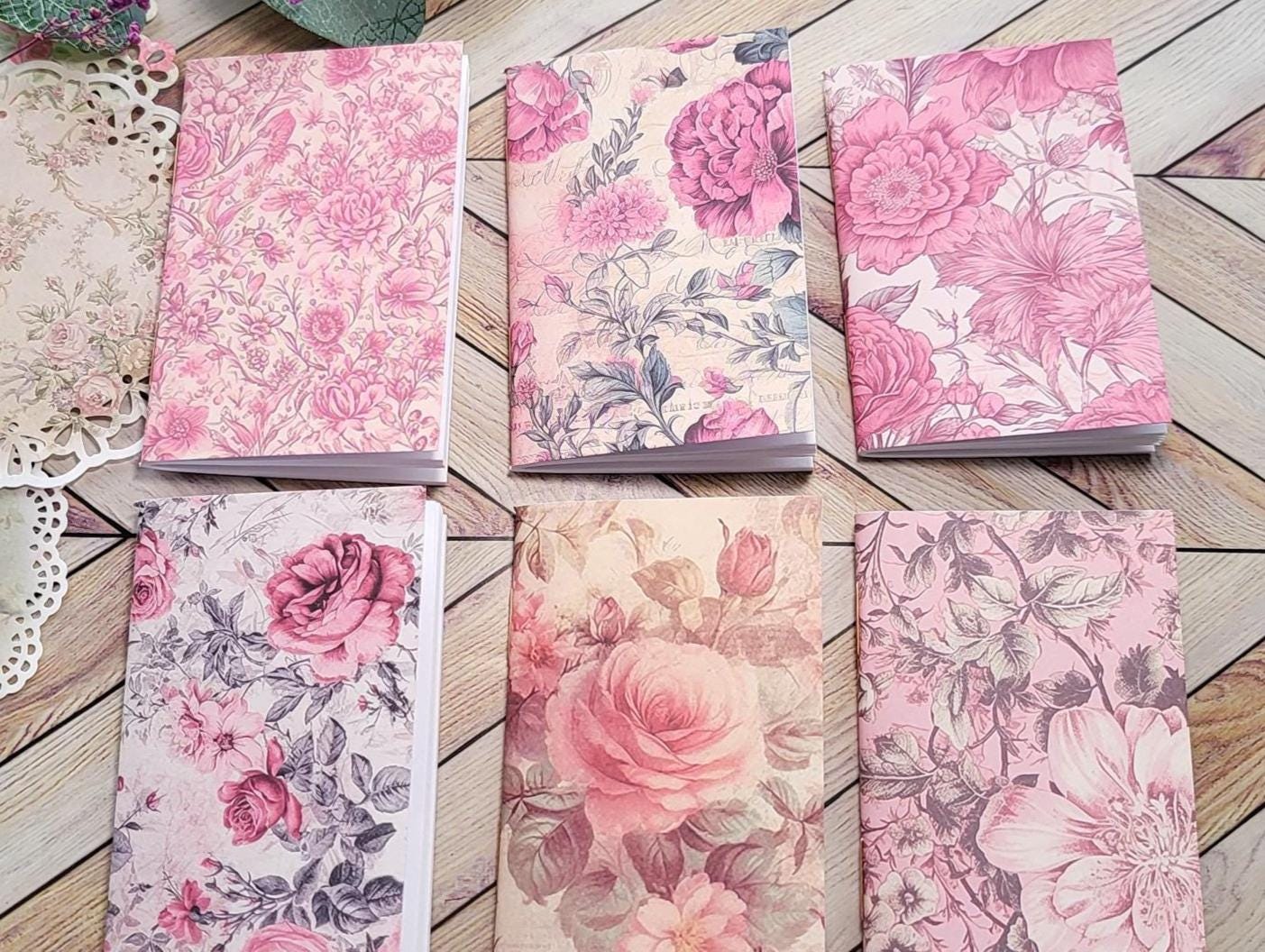 Floral Mini Notebook Set: Tiny Pocket Notepads, Handmade 2x3 In, Set of ...