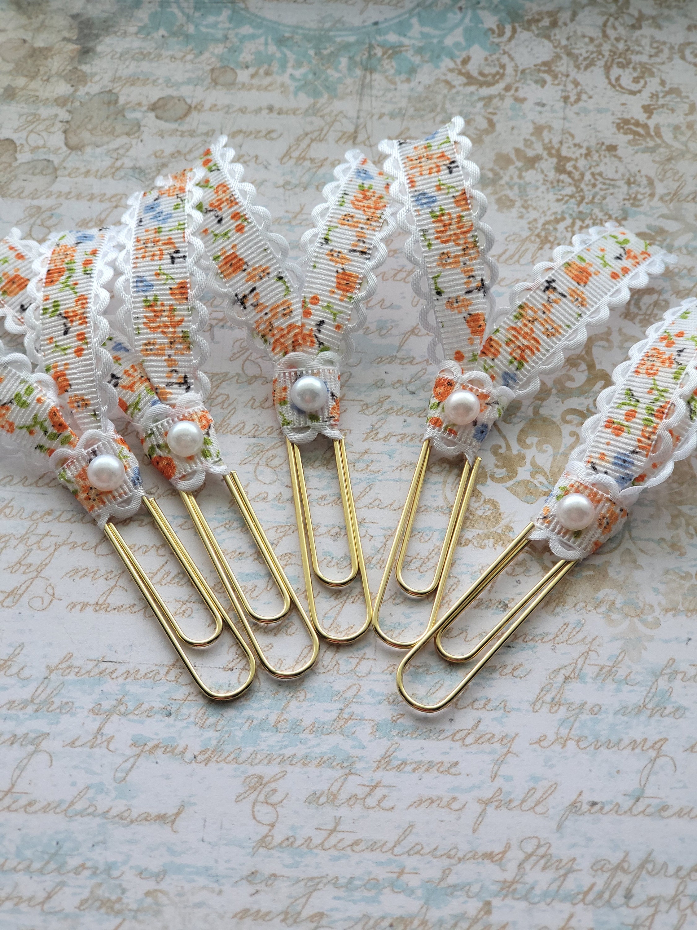 Vintage Embellished Clips, Junk Journal, Stationary, Bookmarks ...