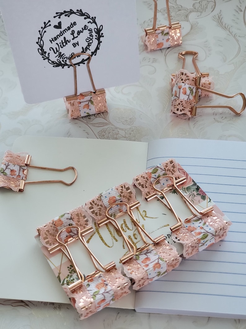 Embellished Binder Clip Pink Rose Metal Office School Binder - Etsy