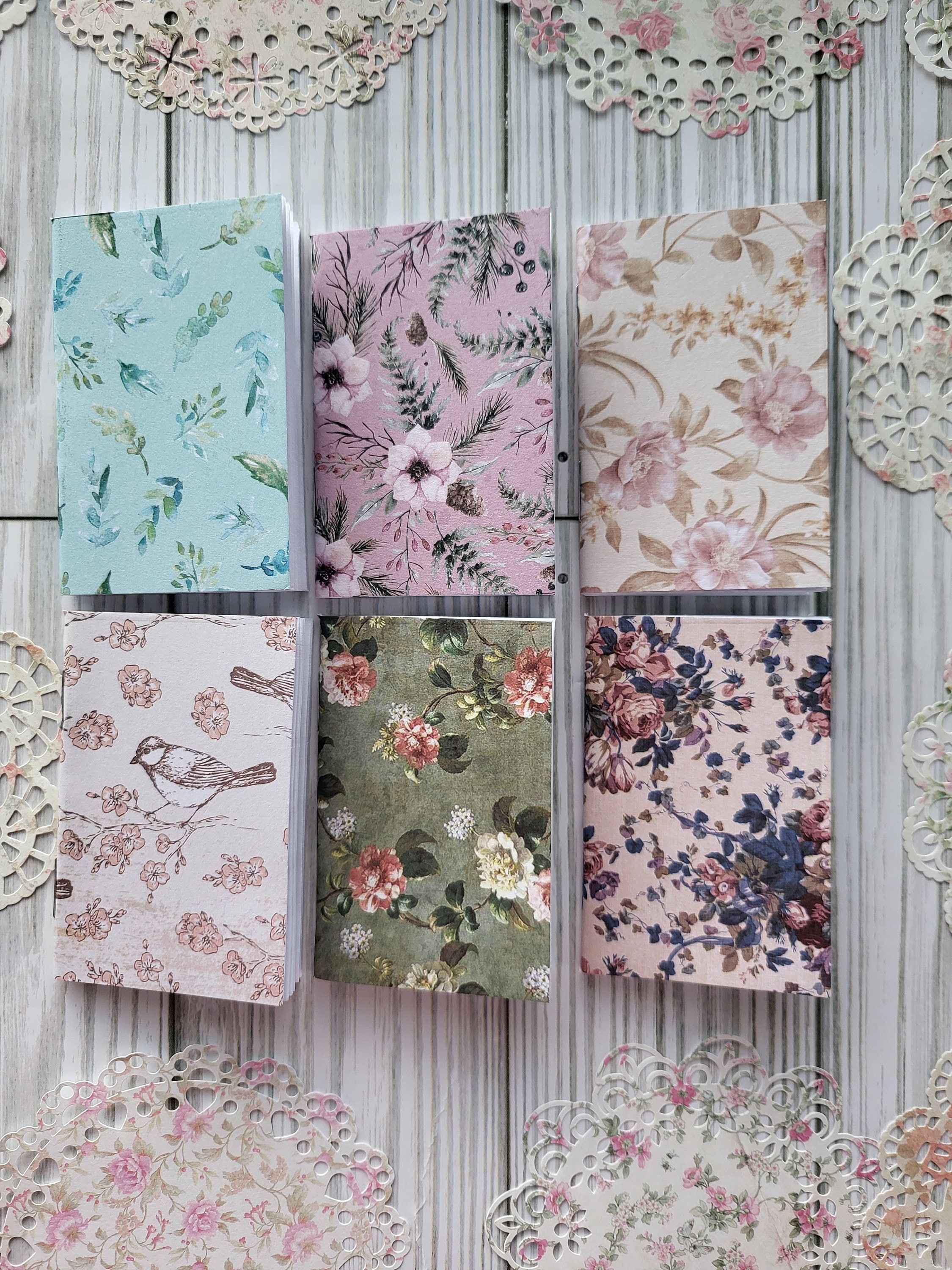 Floral Mini Notebook Set: Tiny Pocket Notepads, Handmade (2x3 In - Etsy