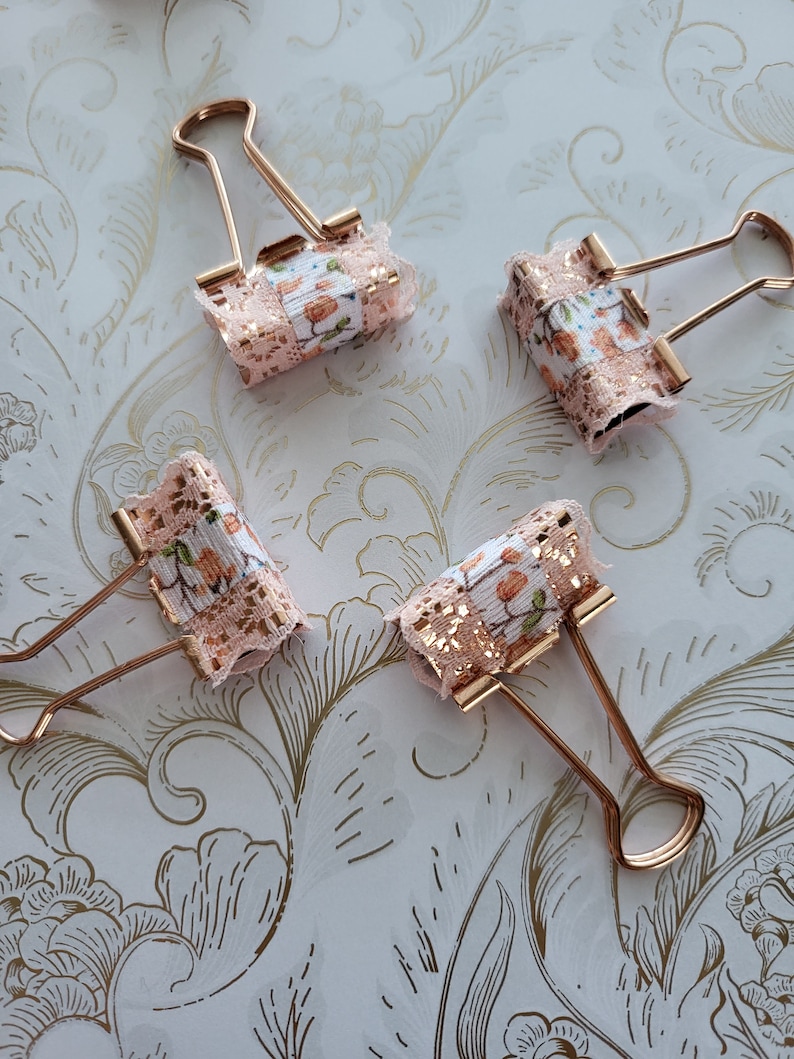 Embellished Binder Clip Pink Rose Metal Office School Binder - Etsy