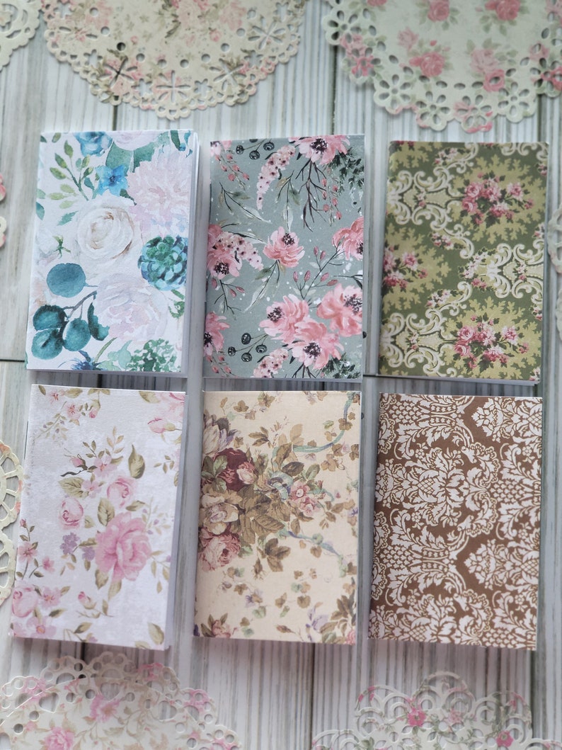 Floral Mini Notebook Set: Tiny Pocket Notepads, Handmade (2x3 In - Etsy