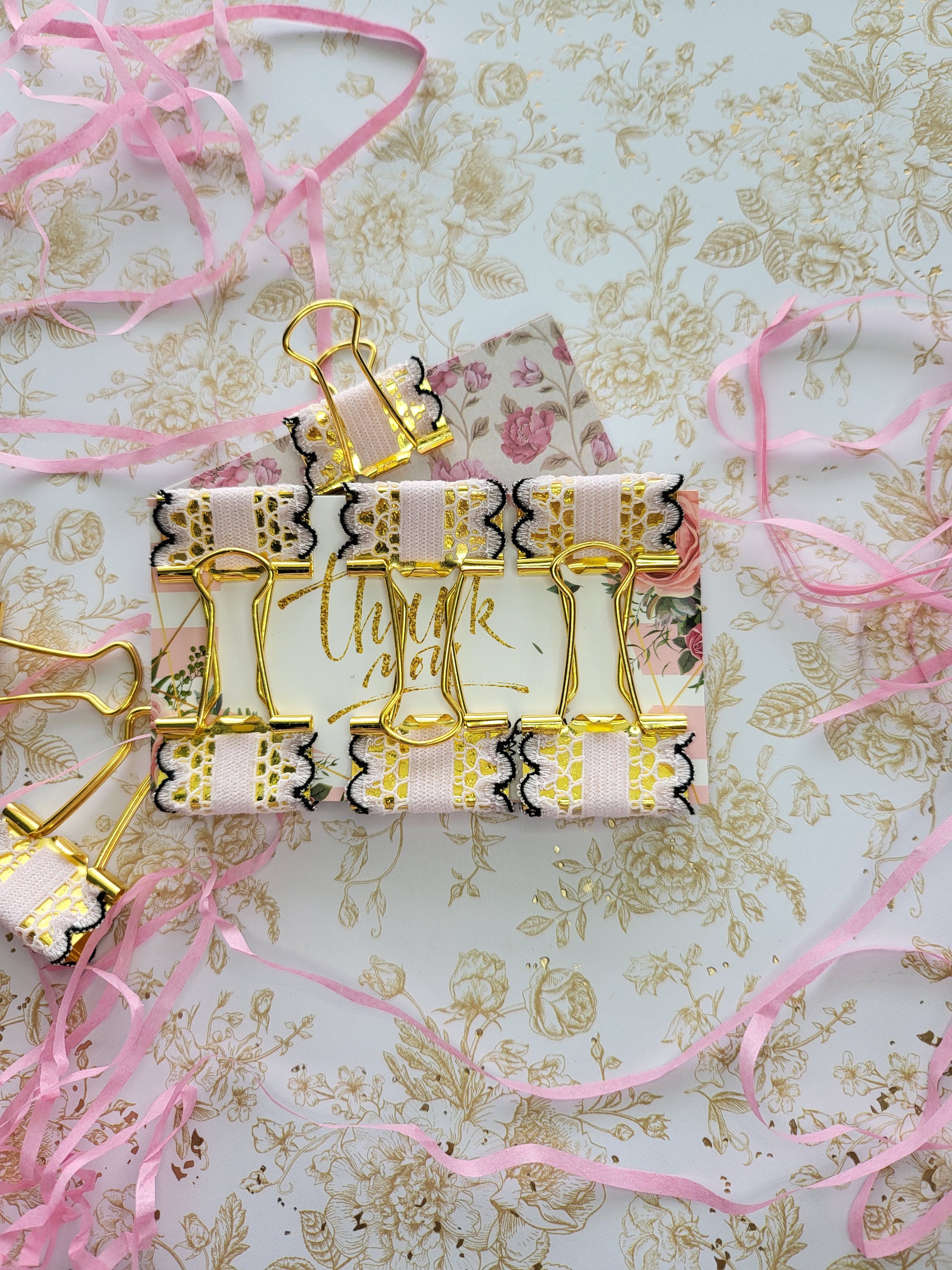 Embellished Binder Clip Gold Metal Office School Binder Clip Set, Paper ...