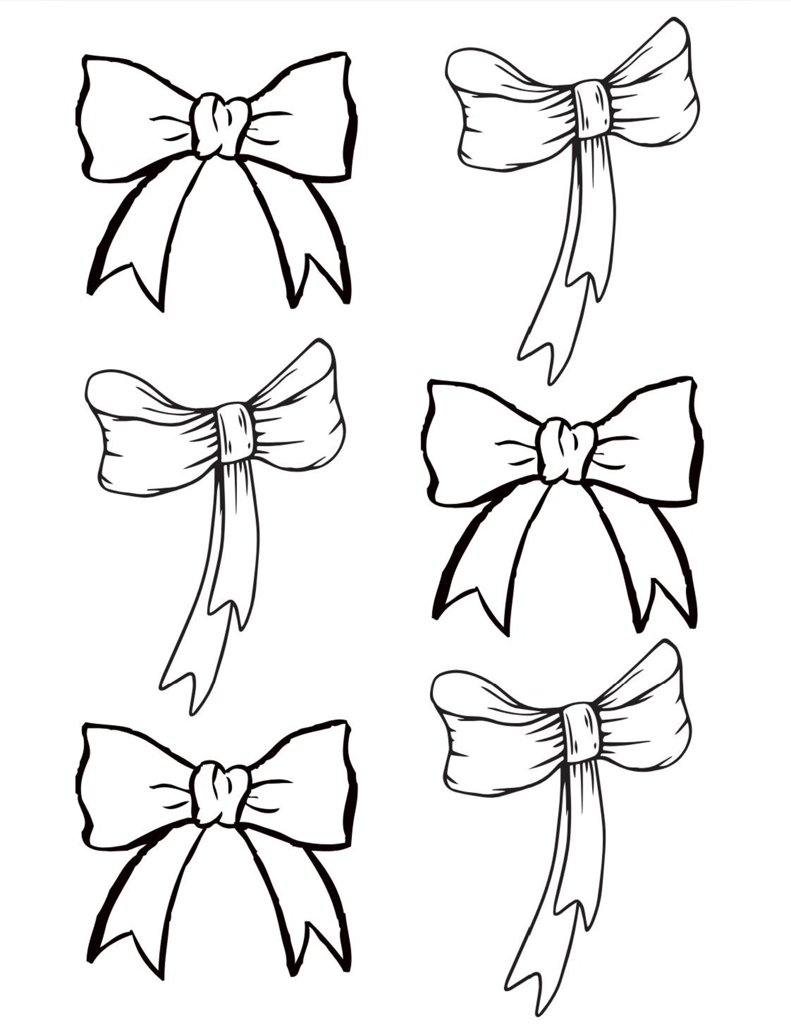 Cute Bows Coloring Page - Etsy