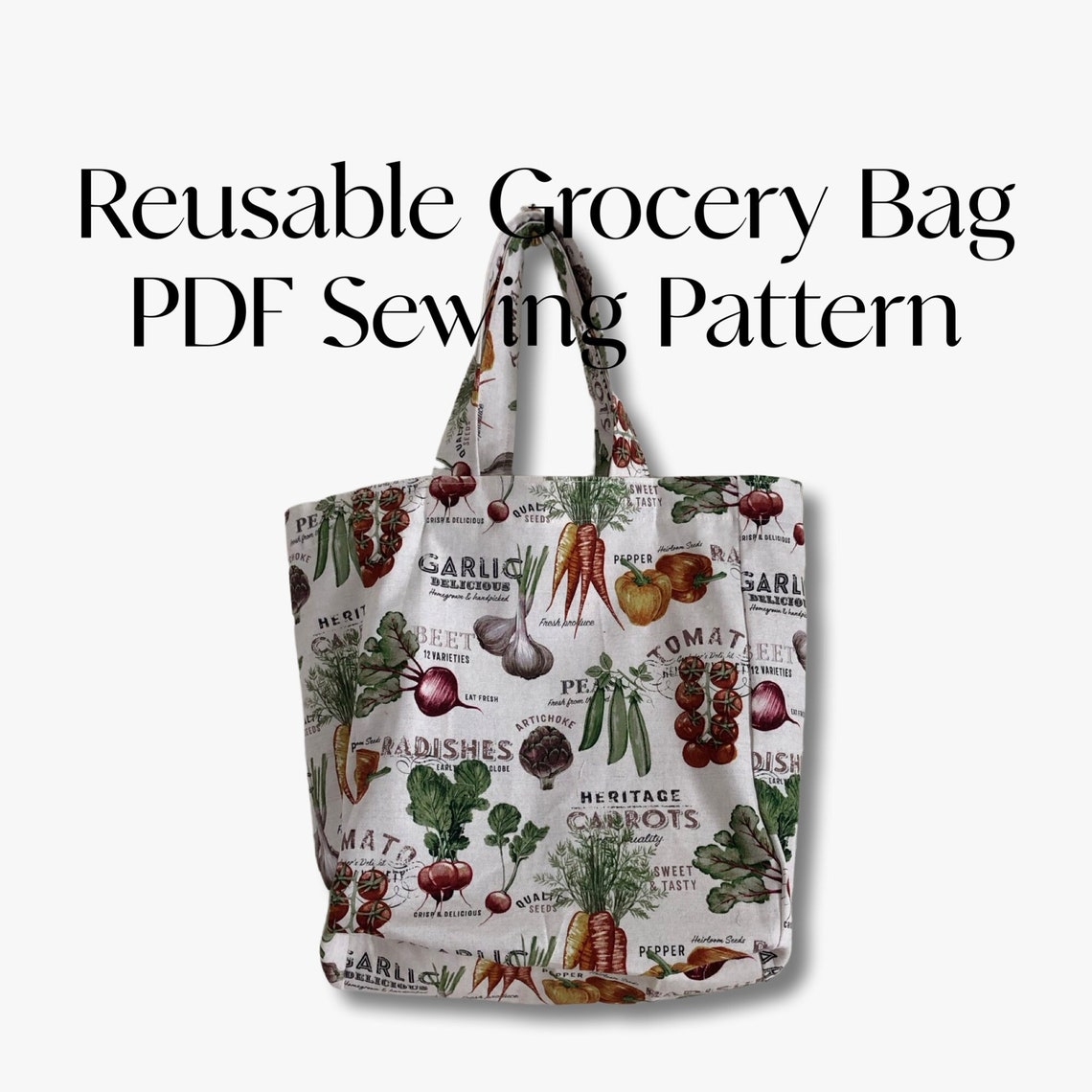 Shopping Bag Sewing Pattern/us Letter/eco Friendly Grocery Bag Pattern ...